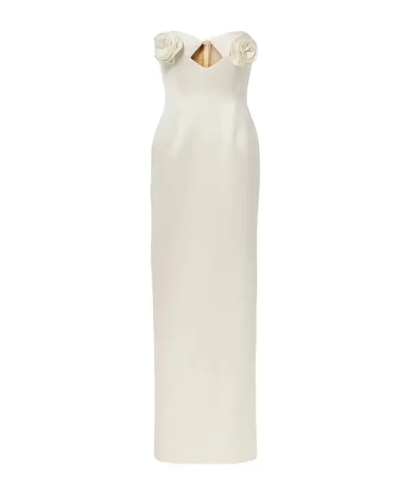Magda Butrym Floral-appliqué Satin Corset Gown - White
