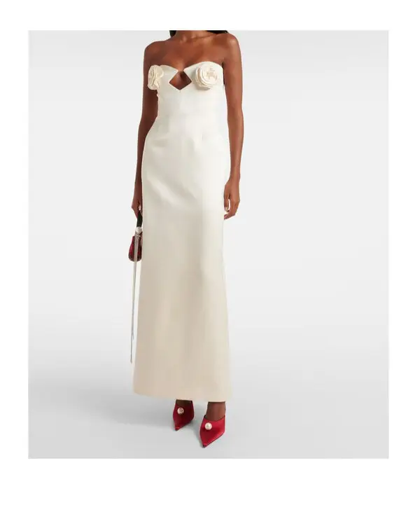 Magda Butrym Floral Appliqué Satin Corset Gown
