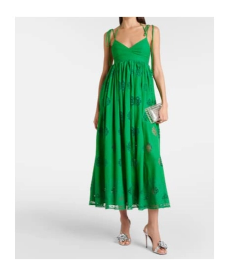 Erdem Embroidered Cotton-blend Midi Dress