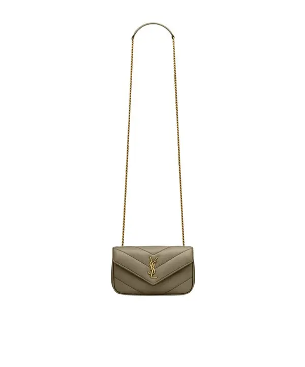 Saint Laurent Loulou Mini In Lambskin - Dark Moss