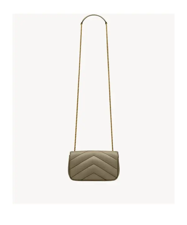 Saint Laurent Loulou Mini Lambskin Bag - Dark Moss