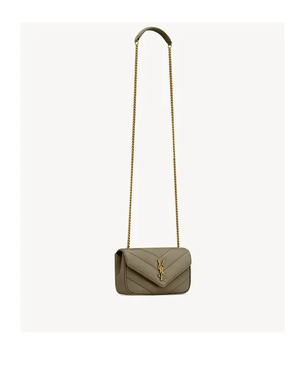 Saint Laurent Loulou Mini Lambskin Bag - Dark Moss