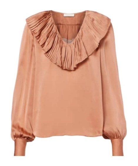 Ulla Johnson Liese Pleated Silk Satin Blouse