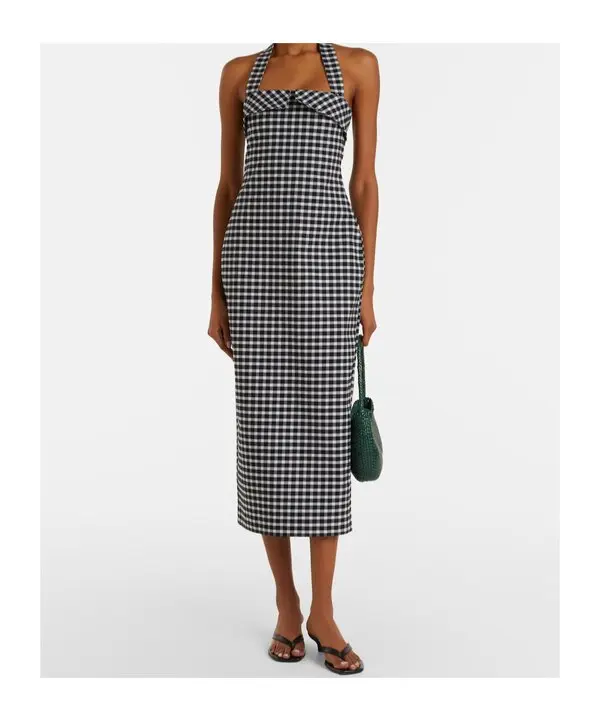 Posse Chiara Gingham Cotton-blend Midi Dress - Black
