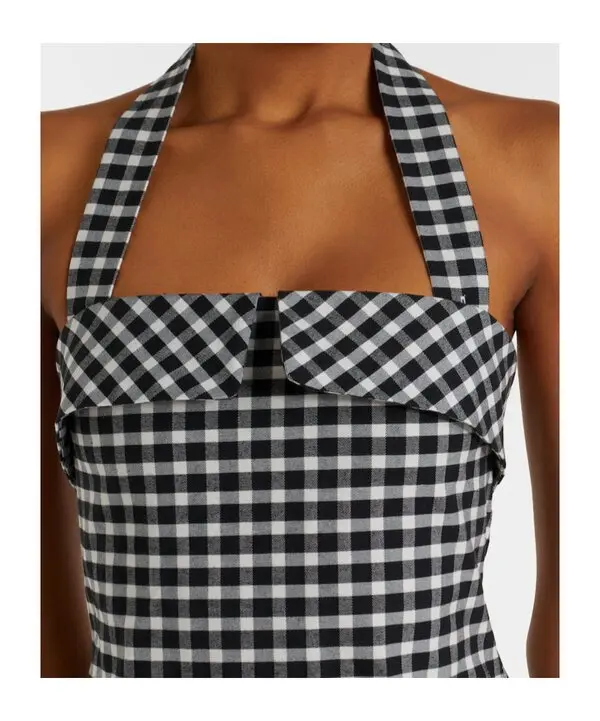 Posse Chiara Gingham Cotton-blend Midi Dress - Black