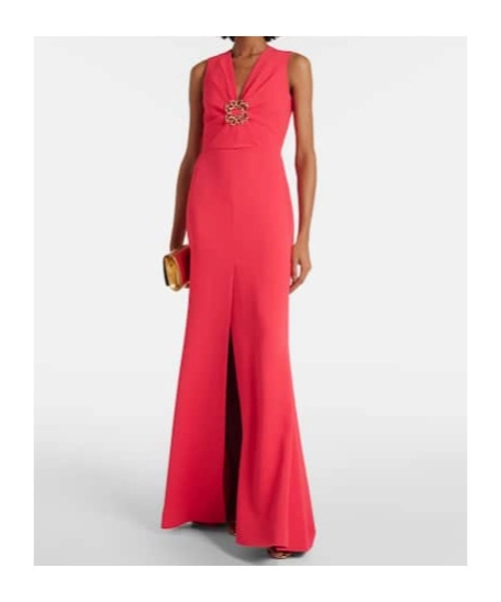 Elie Saab Gathered Embellished Cady Gown