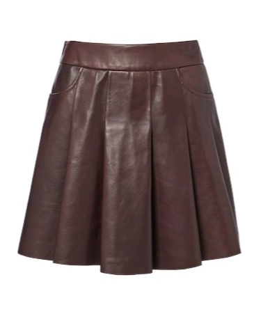 Nour Hammour Pleated Leather Miniskirt - Brown