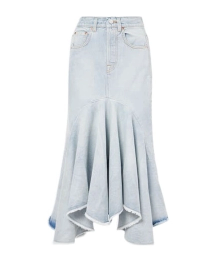 Vetements Godet Denim Midi Skirt - White