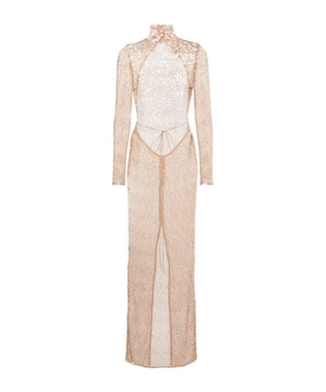 Magda Butrym Sequined Turtleneck Sheer Maxi Dress