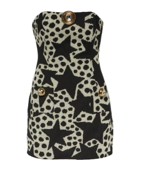 AREA Jacquard Strapless Cotton-blend Minidress
