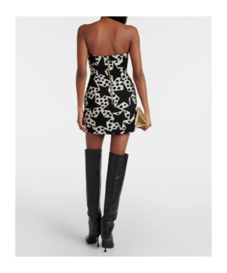 AREA Jacquard Strapless Cotton-blend Minidress
