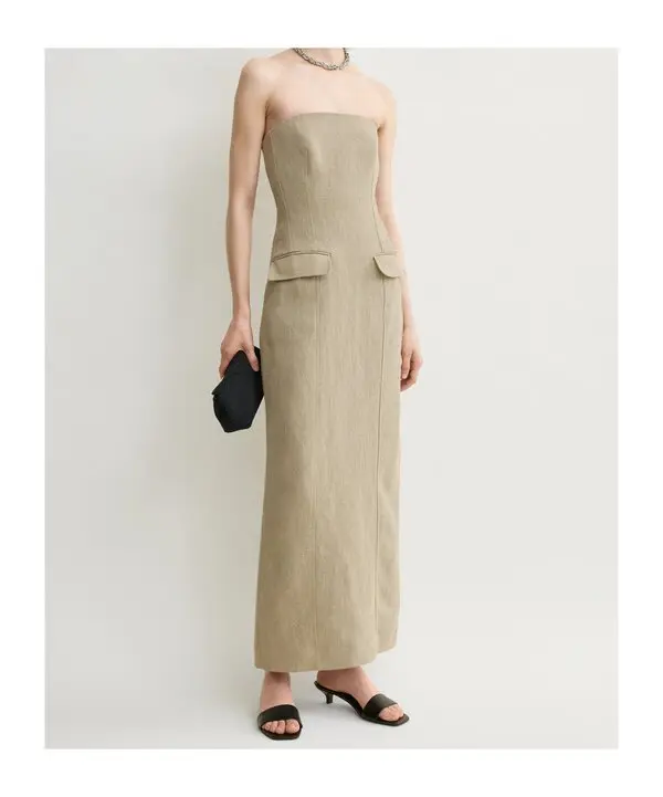 TOTEME Strapless Pocket Dress Beige