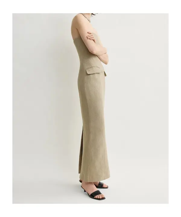 TOTEME Strapless Pocket Dress Beige