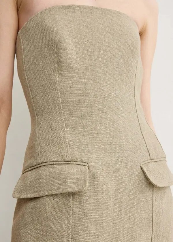 TOTEME Strapless Pocket Dress Beige