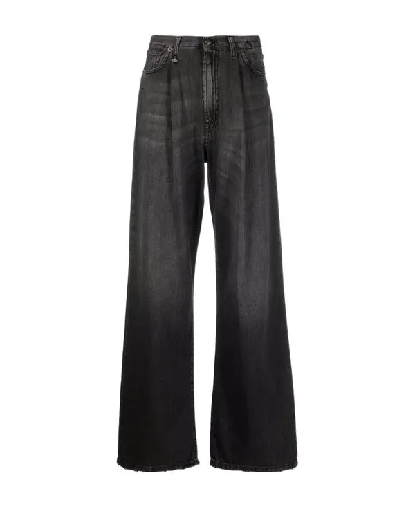 R13 Pleated Wide-leg Jeans