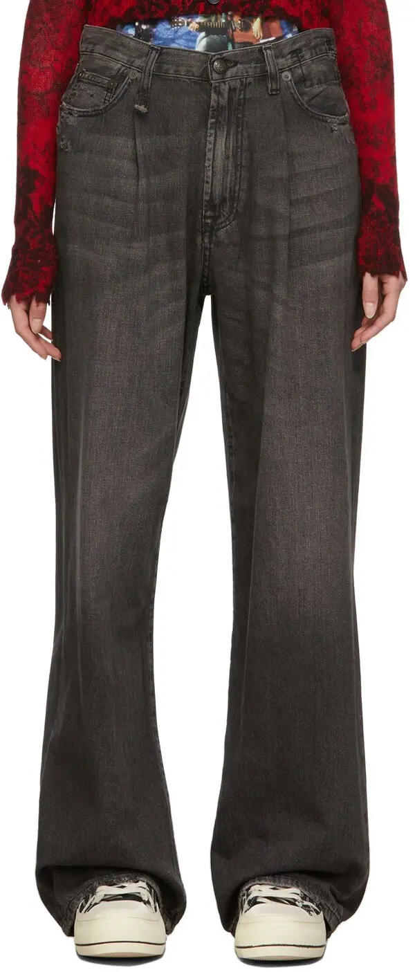 R13 Wide-leg Pleated Jeans