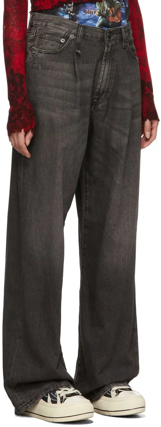 R13 Wide-leg Pleated Jeans - Black