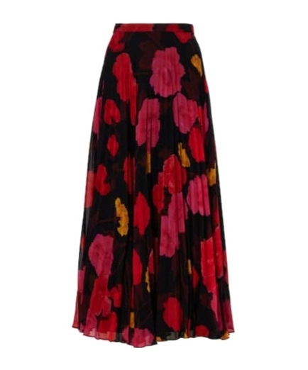 Erdem Pleated Floral Midi Skirt