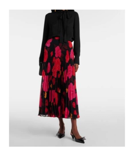 Erdem Pleated Floral Midi Skirt