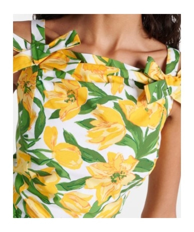 Carolina Herrera Floral Ruched Poplin Midi Dress - Green