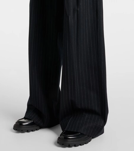 Plan C Pinstripe Wool-blend Wide-leg Pants