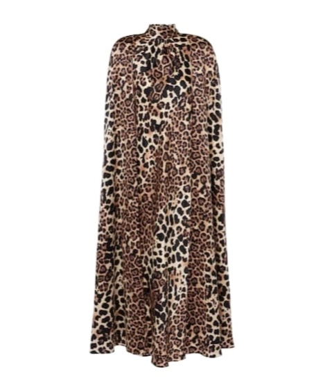 RODARTE Leopard-print Caped Silk Charmeuse Gown - Multicolor