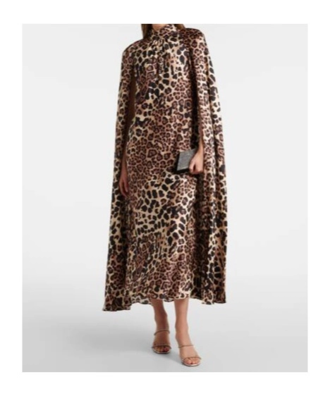 RODARTE Leopard-print Caped Silk Charmeuse Gown