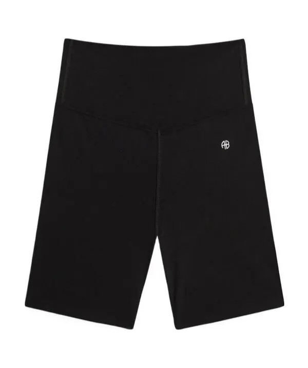 ANINE BING Logo-print Cycling Shorts - Black