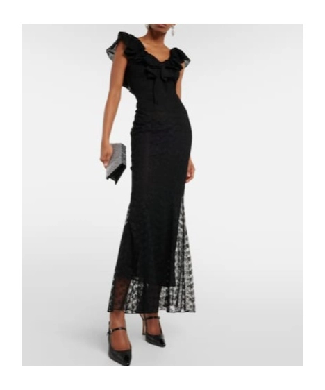 Alessandra Rich Lace Bow-tie Maxi Dress