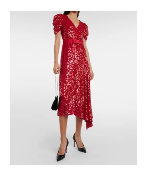 Erdem Asymmetric Sequined Midi Dress
