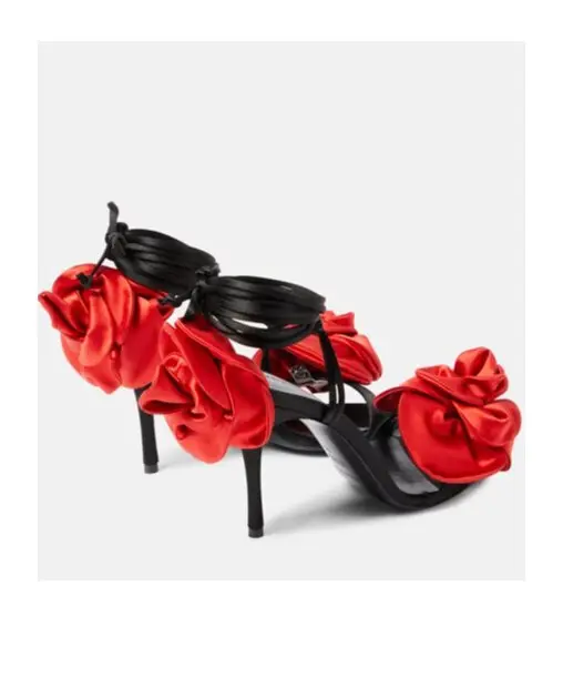 Magda Butrym Floral-appliqué Satin Slingback Sandals