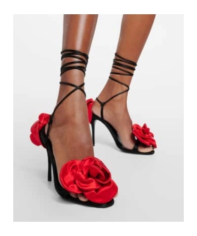 Magda Butrym Floral-appliqué Satin Slingback Sandals