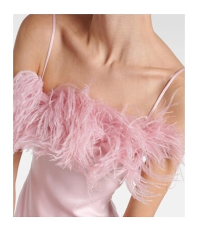 David Koma Feather-trimmed Satin Midi Dress