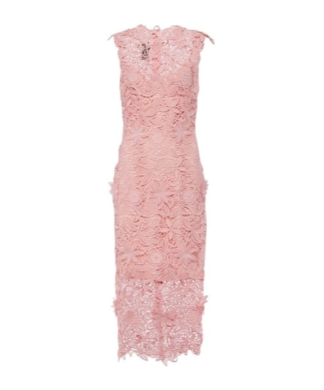 Monique Lhuillier Floral Lace Guipure Midi Dress - Pink
