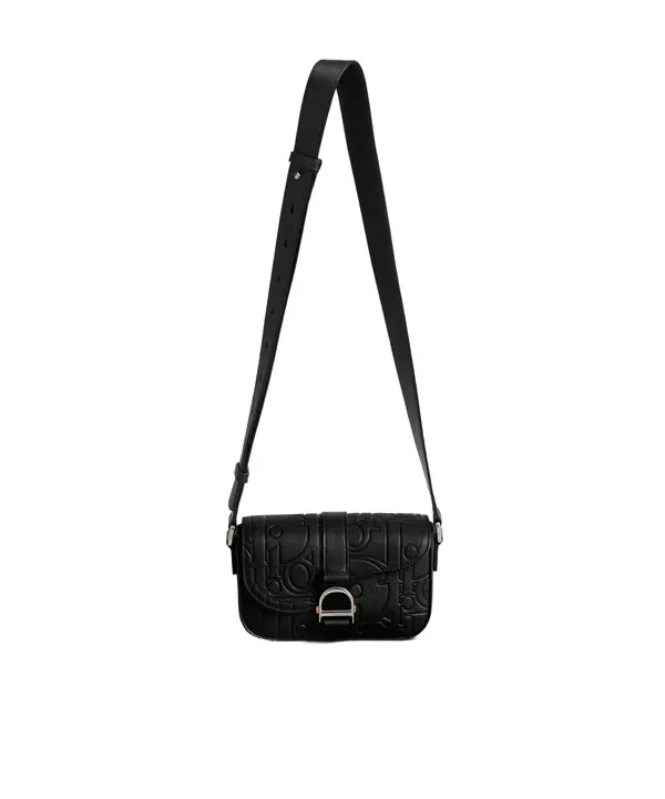 Dior Mini Saddle Heritage Messenger Bag With Flap - Black
