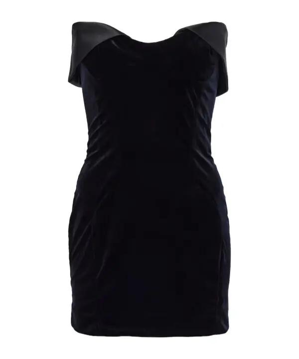 MUGLER Velvet Trim Sleeveless Dress
