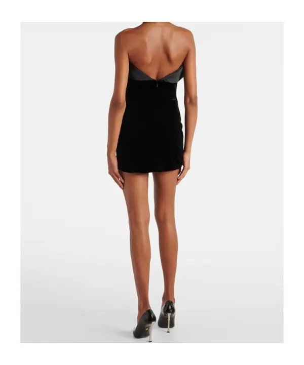 MUGLER Velvet Trim Sleeveless Dress