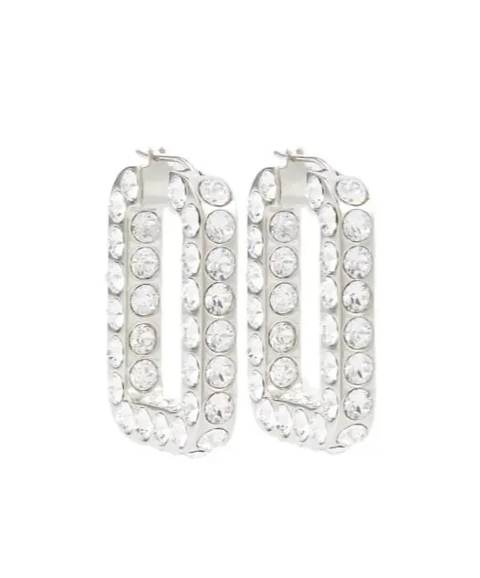 Amina Muaddi Charlotte Embellished Hoop Earrings - White