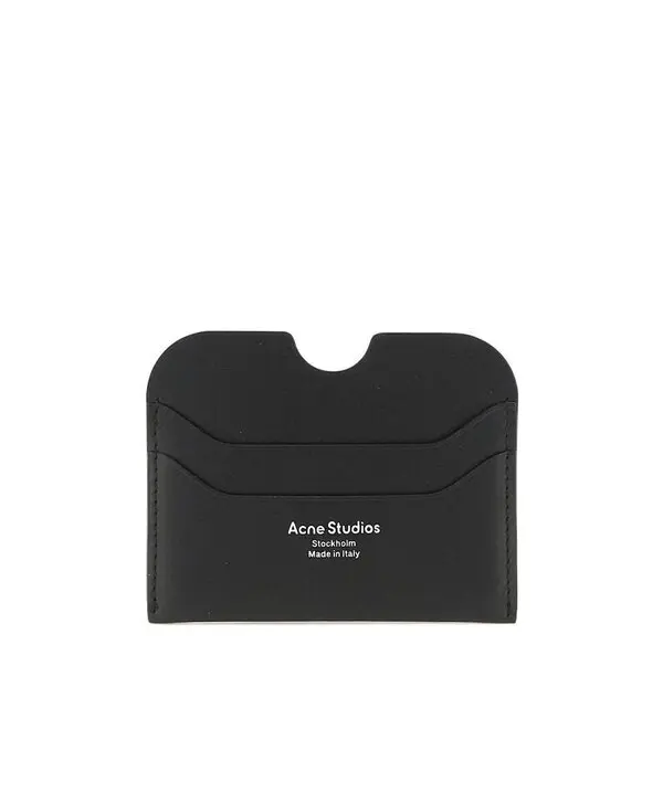 Acne Studios Logo Printed Cut-out Detailed Cardholder - Black