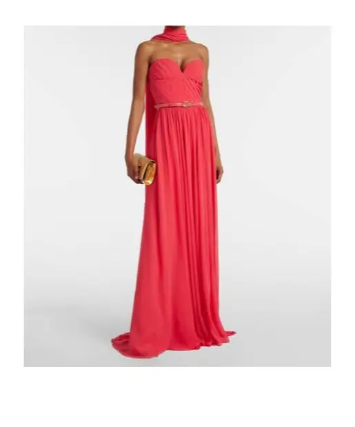 Elie Saab Silk Gown With Detachable Scarf Detail