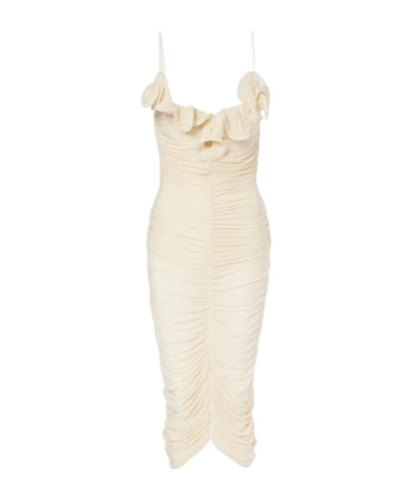 Magda Butrym Semi-sheer Ruched Jersey Midi Dress - White