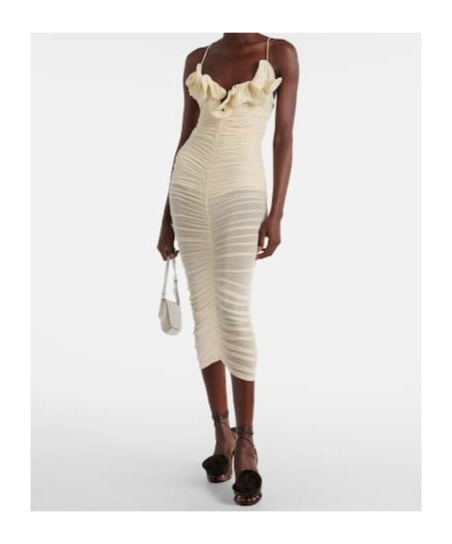 Magda Butrym Sheer Ruched Jersey Midi Dress