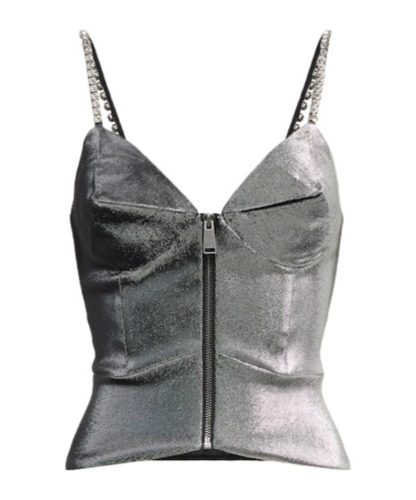 AREA Embellished Metallic Corset Top