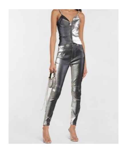 AREA Embellished Metallic Corset Top