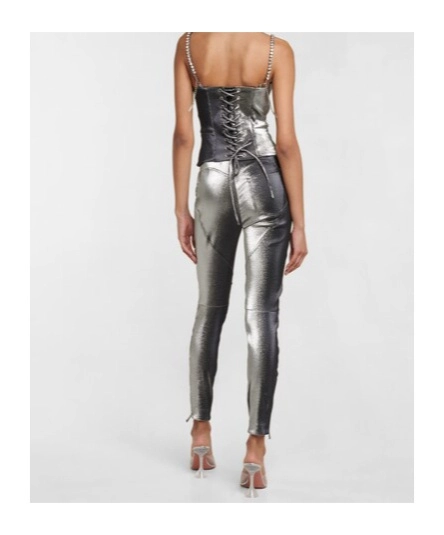 AREA Embellished Metallic Corset Top