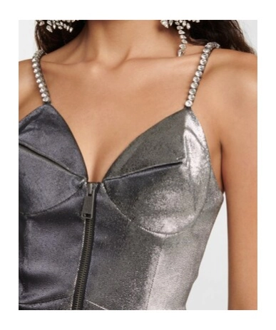 AREA Embellished Metallic Corset Top