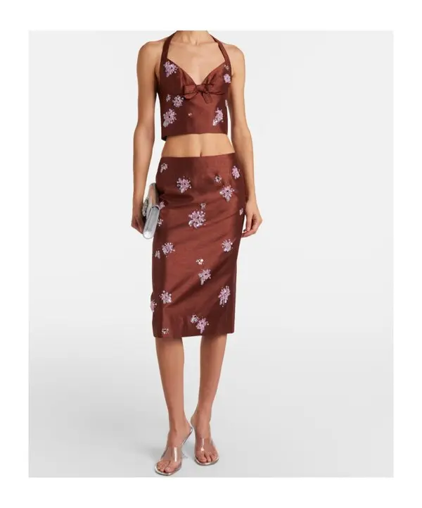 SHUSHU/TONG Floral Pattern Midi Skirt