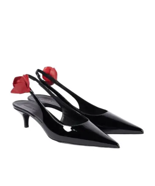Magda Butrym Floral-appliqué Leather Slingback Pumps - Black