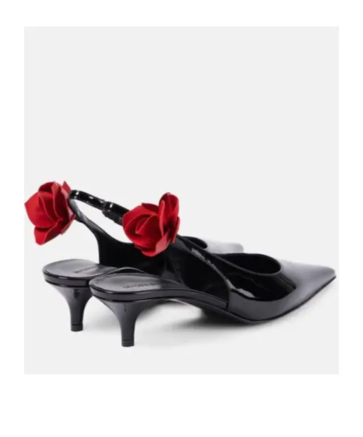 Magda Butrym Floral-appliqué Leather Slingback Pumps
