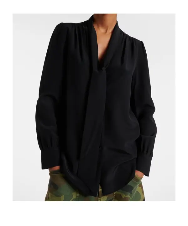 NILI LOTAN Tie-collar Silk Shirt